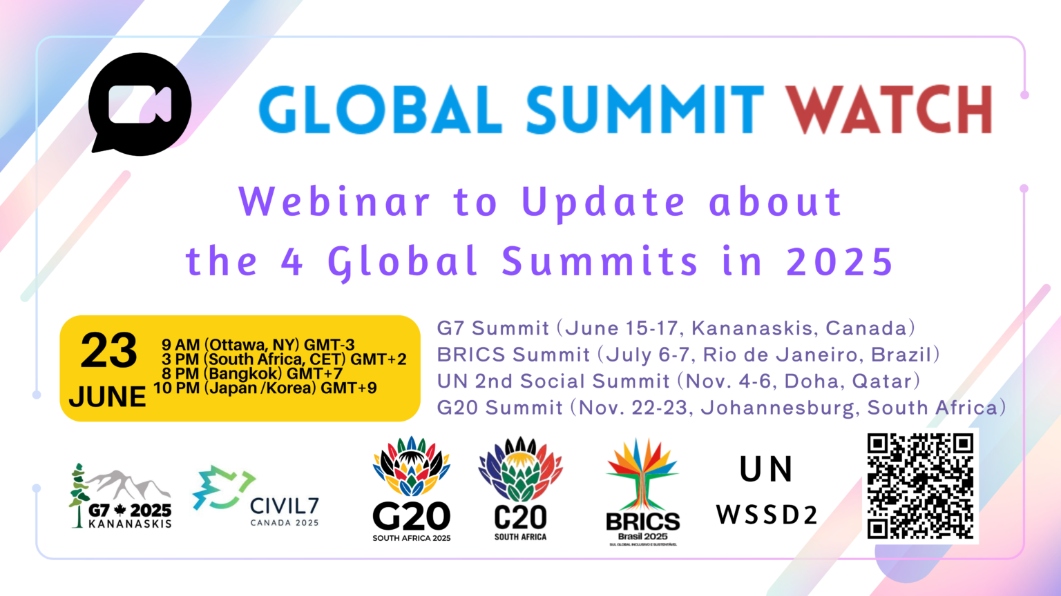 Video – Webinar to Update about the 4 Global Summits in 2025 (23 June 2025) - JANIC